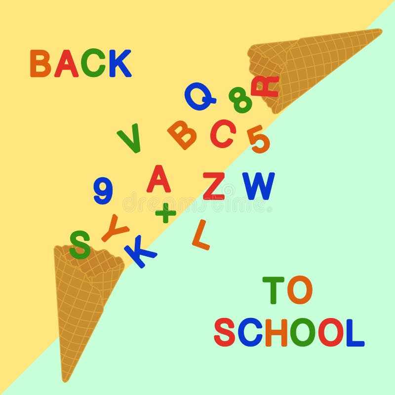 Back To School. Ice Cream Cones, Letters, Numbers. Stock Vector ...