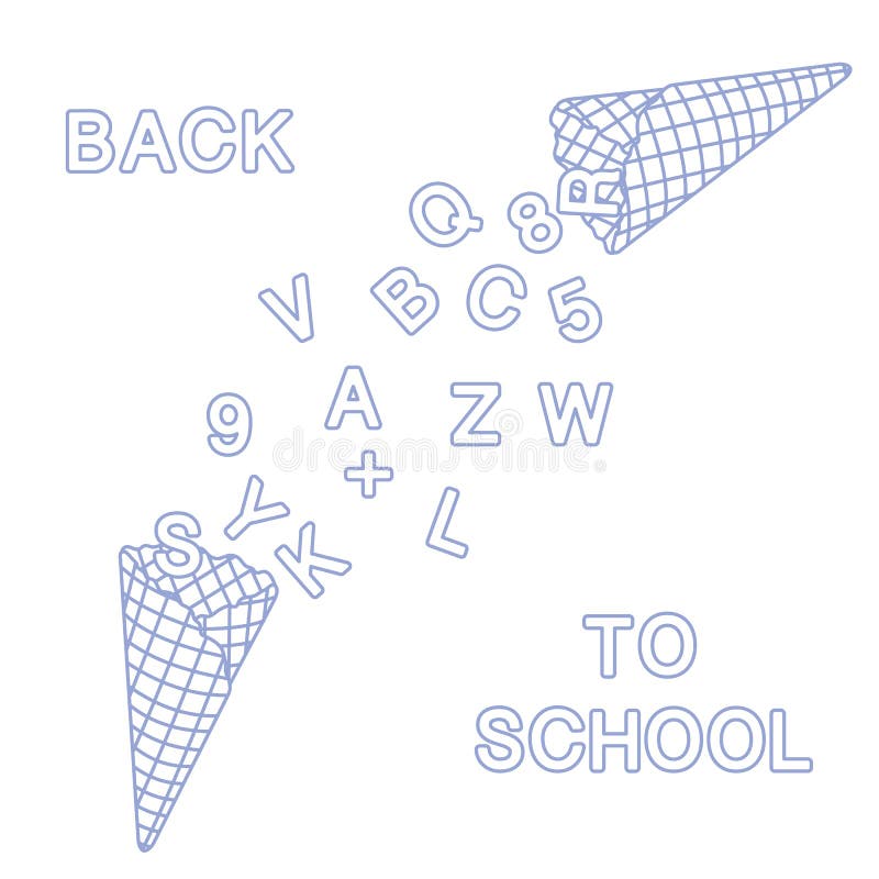 Back To School. Ice Cream Cones, Letters, Numbers. Stock Vector ...