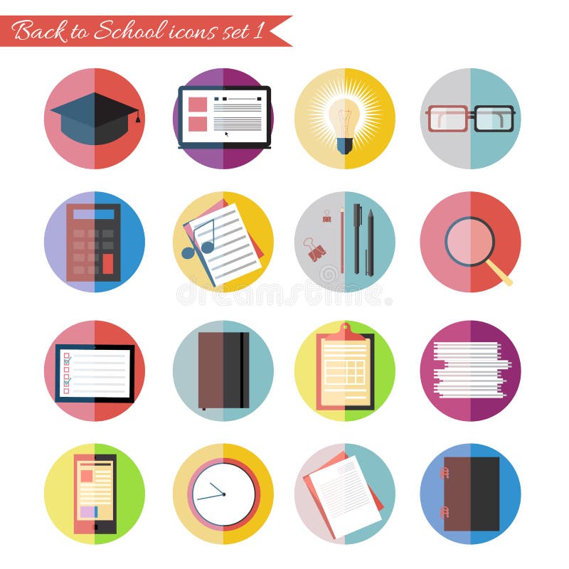 Back to school icon set. stock vector. Illustration of glass - 47002595