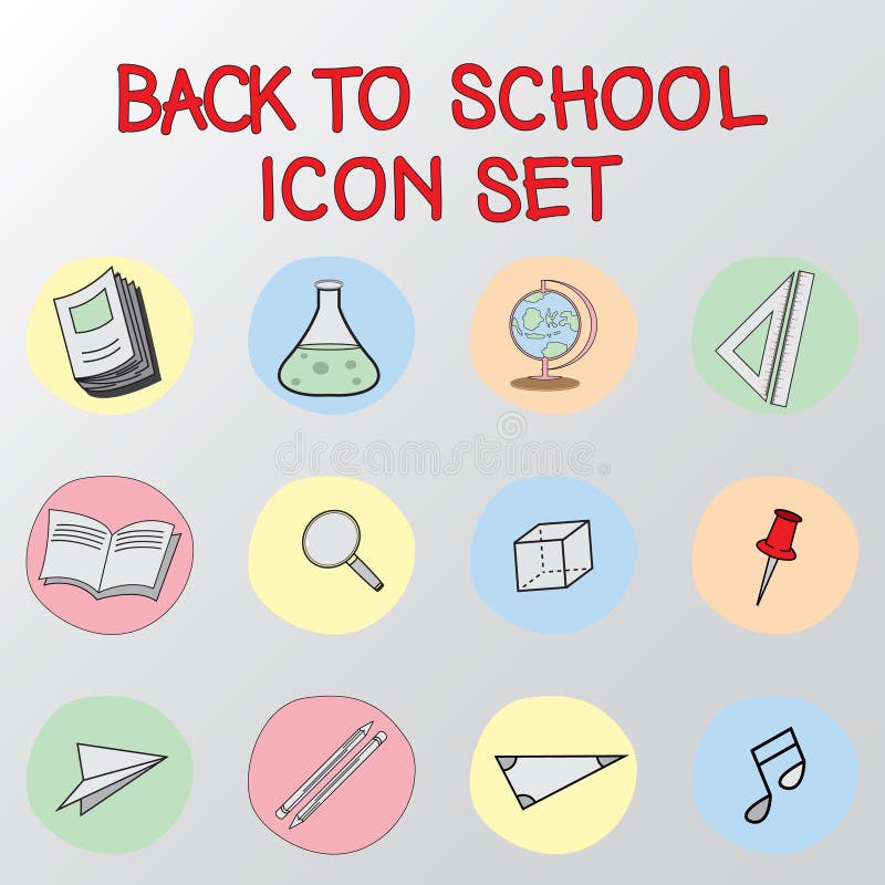 BACK TO SCHOOL ICON SET READY TO USE Stock Illustration - Illustration ...