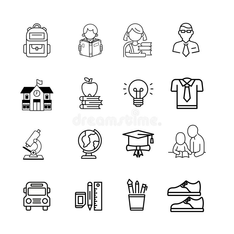 Back To School Icon Set. Study. Education Stock Illustration ...