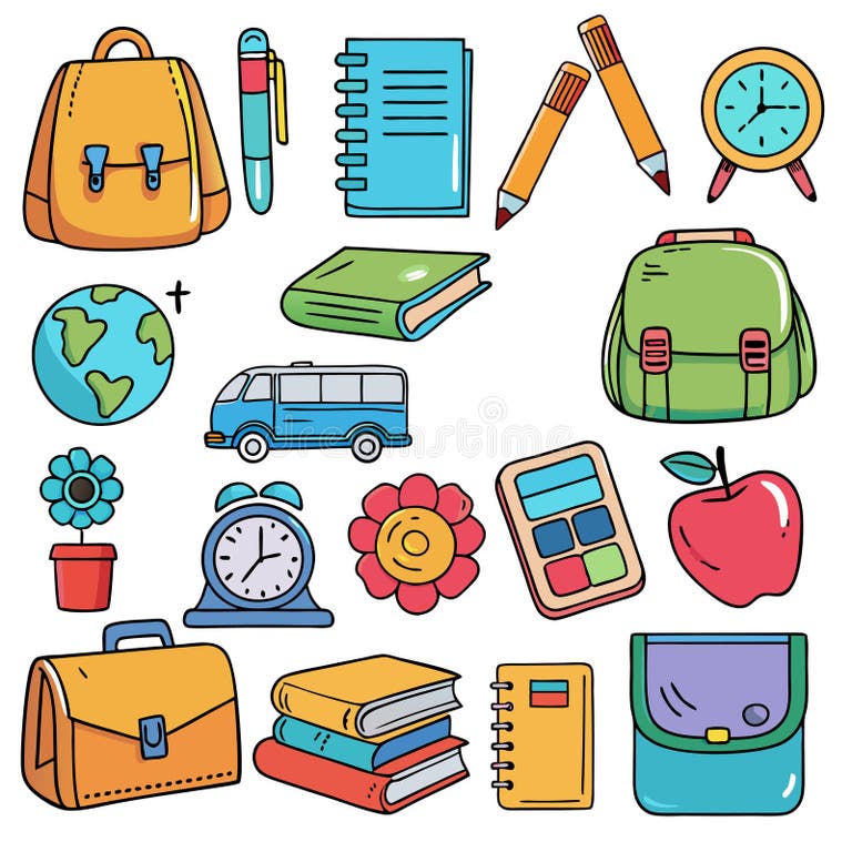 School Materials Doodle Stock Illustrations – 1,467 School Materials ...