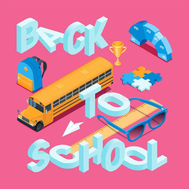 Isometric school building stock vector. Illustration of poly - 150319921