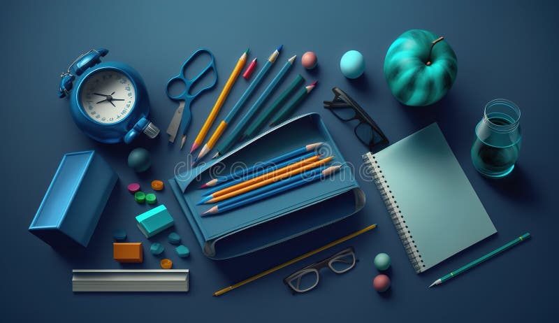 Back To School with School Items and Elements, Online Learning, Study ...