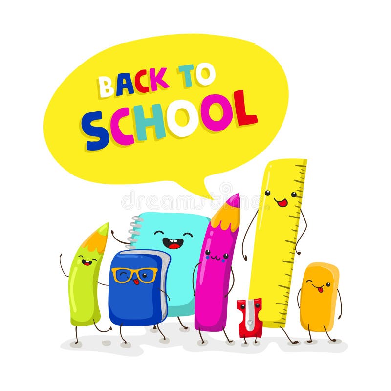 Back To School, Kawaii Characters. School Illustrations. Vector EPS10 ...