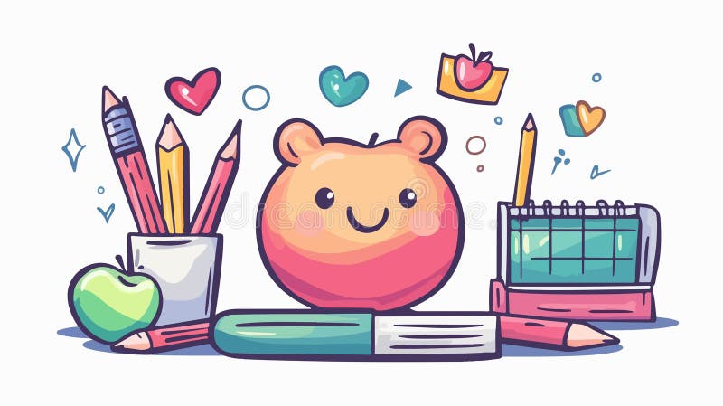 Back To School Kawaii Doodle Vector Cartoon Stock Image Stock Vector ...