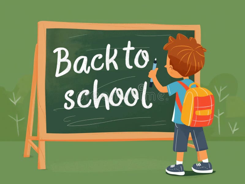 Back To School. Kid Writing Back To School on the Blackboard Stock ...