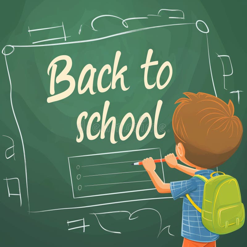 Back To School. Kid Writing Back To School on the Blackboard Stock ...