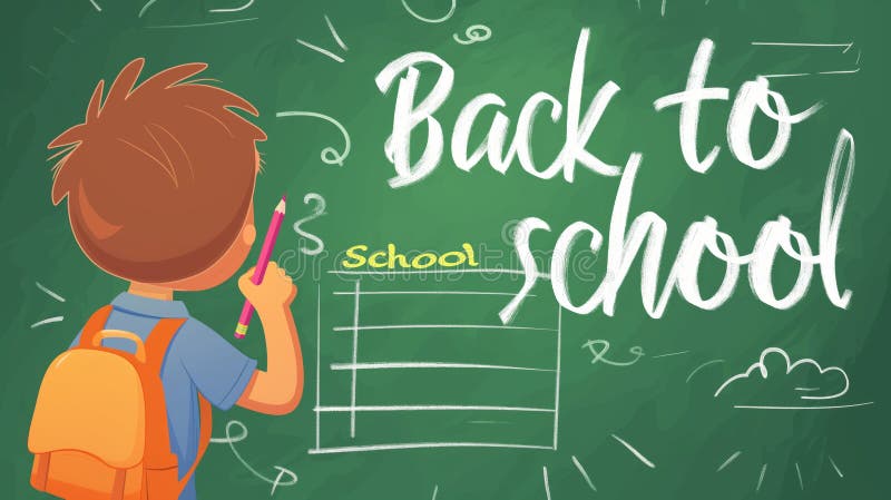 Back To School. Kid Writing Back To School on the Blackboard Stock ...
