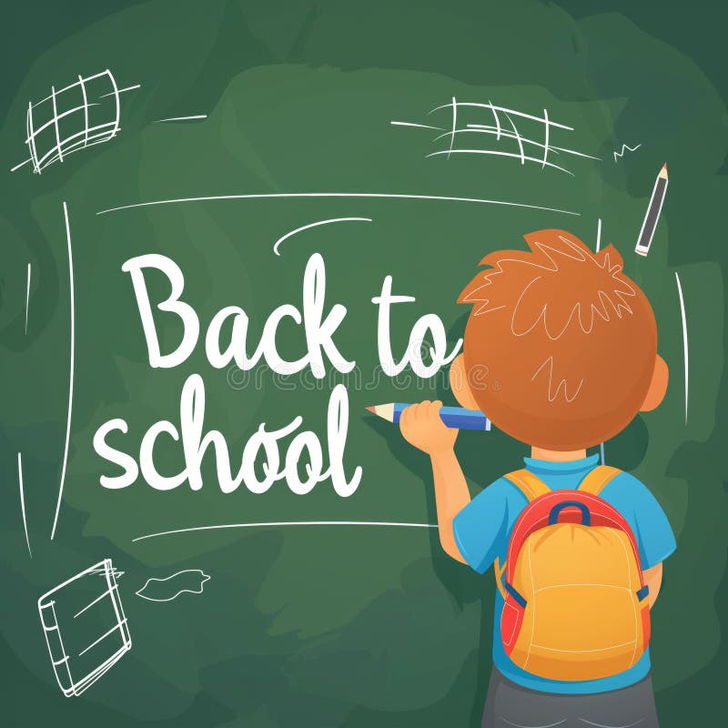 Back To School. Kid Writing Back To School on the Blackboard Stock ...