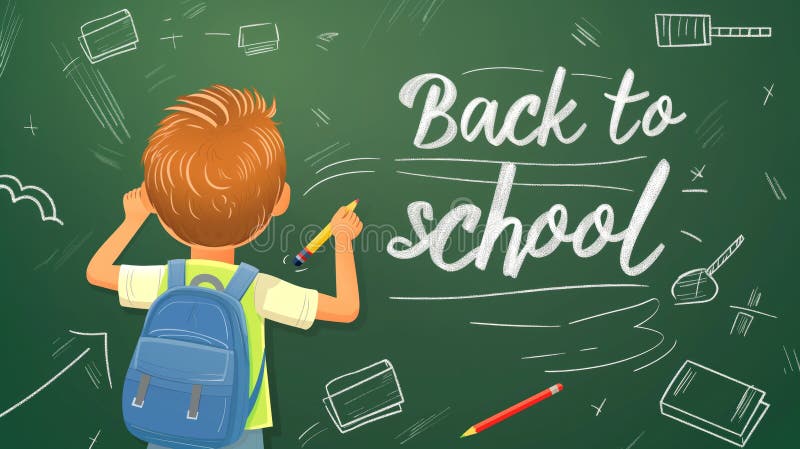 Back To School. Kid Writing Back To School on the Blackboard Stock ...