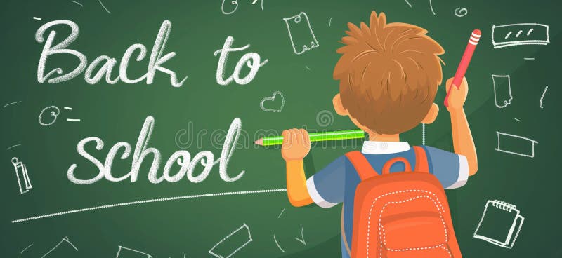 Back To School. Kid Writing Back To School on the Blackboard Stock ... Back To School. Kid Writing Back To School on the Blackboard Stock ...