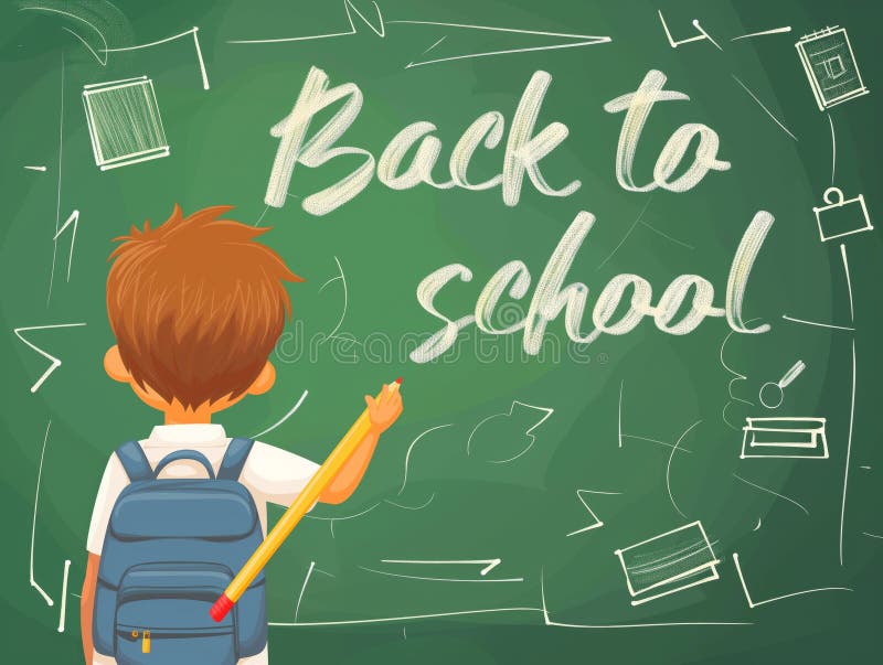 Back To School. Kid Writing Back To School on the Blackboard Stock ...