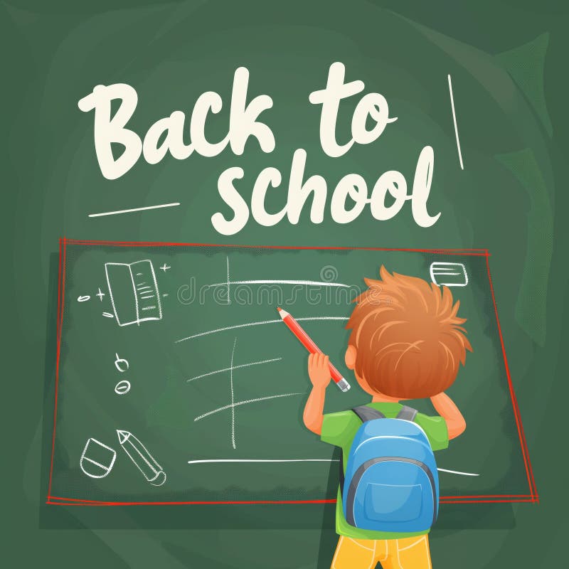 Back To School. Kid Writing Back To School on the Blackboard Stock ...