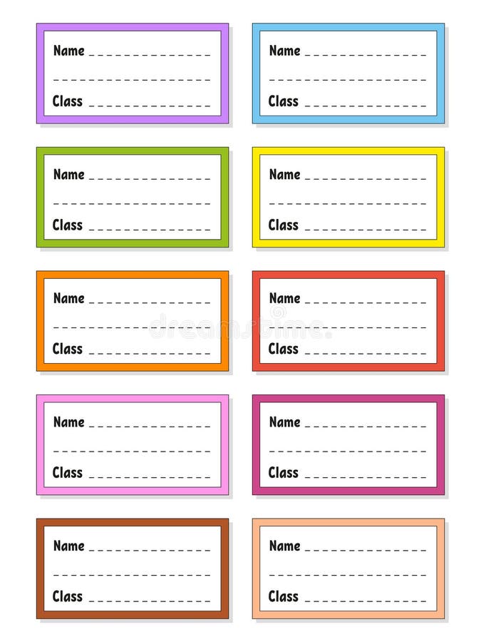 Back To School Labels. Set Stickers for Notebook. Name and Class ... Back To School Labels. Set Stickers for Notebook. Name and Class ...
