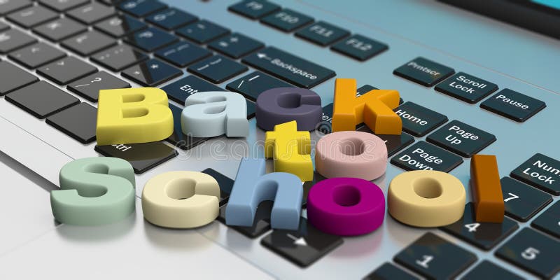Back To School on a Laptop Keyboard. 3d Illustration Stock Illustration ...