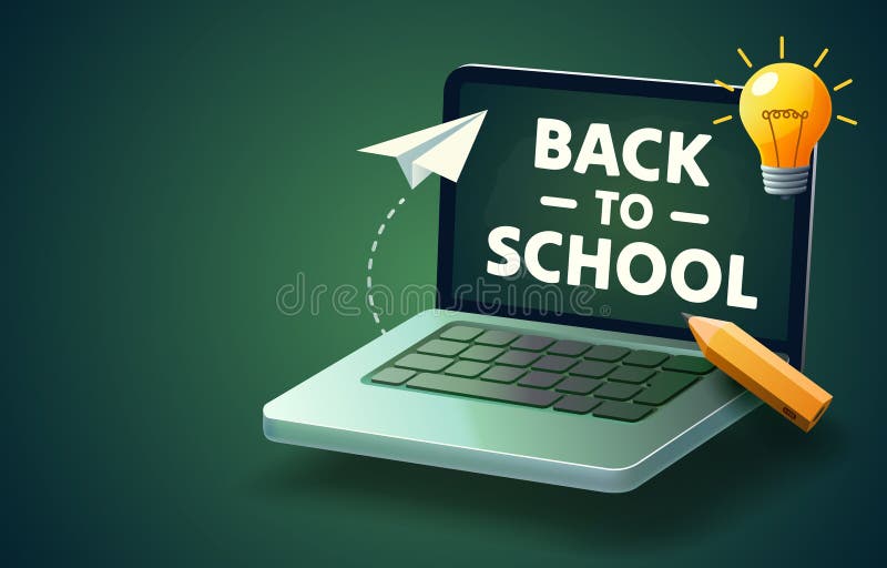 Back To School, Laptop with Online Classes. Vector Illustration Stock ...