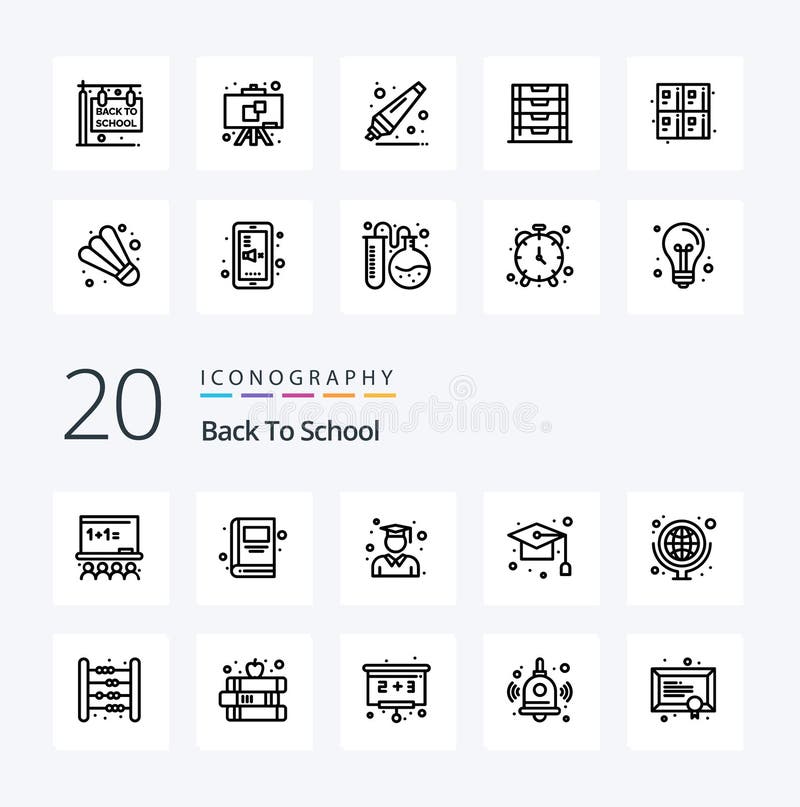 20 Back To School Line Icon Pack Like Globe Study Graduate School ...