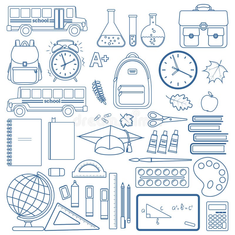 School Supplies Line Icon Stock Illustrations – 10,840 School Supplies ...