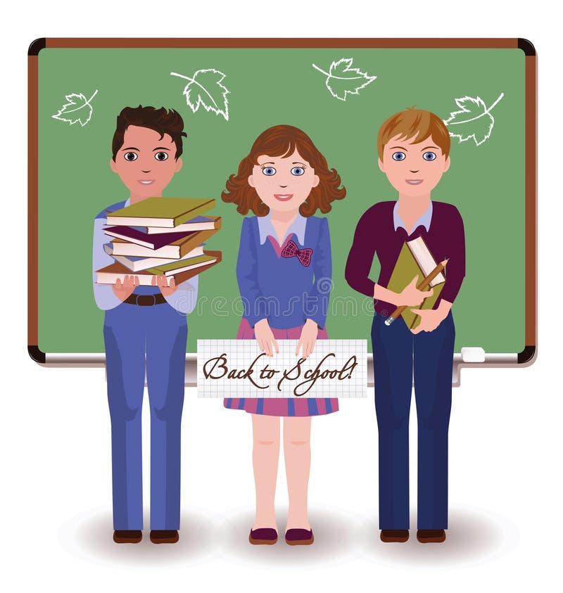 Back To School. Little Friends Stock Vector - Illustration of feminine ...