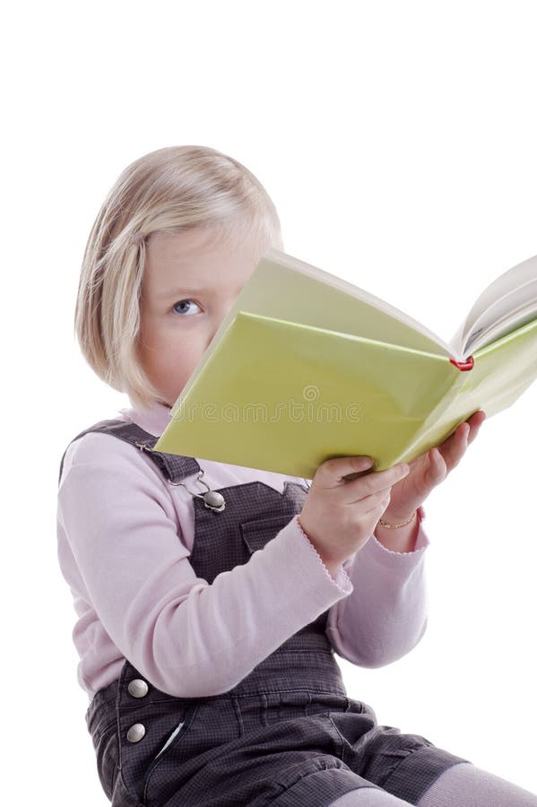 Back To School - Little Girl Reading a Book Stock Image - Image of ...