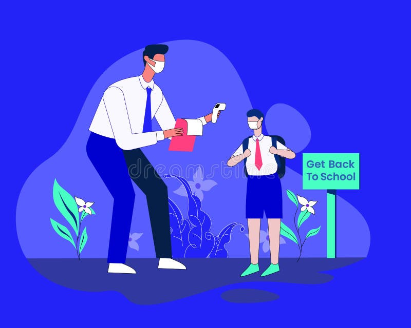 Back To School after Lockdown Illustration, New Normal Education with ...