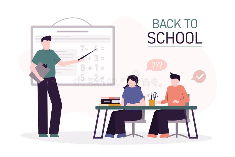 Back To School. Male Teacher in Front of Blackboard Explaining Math ...