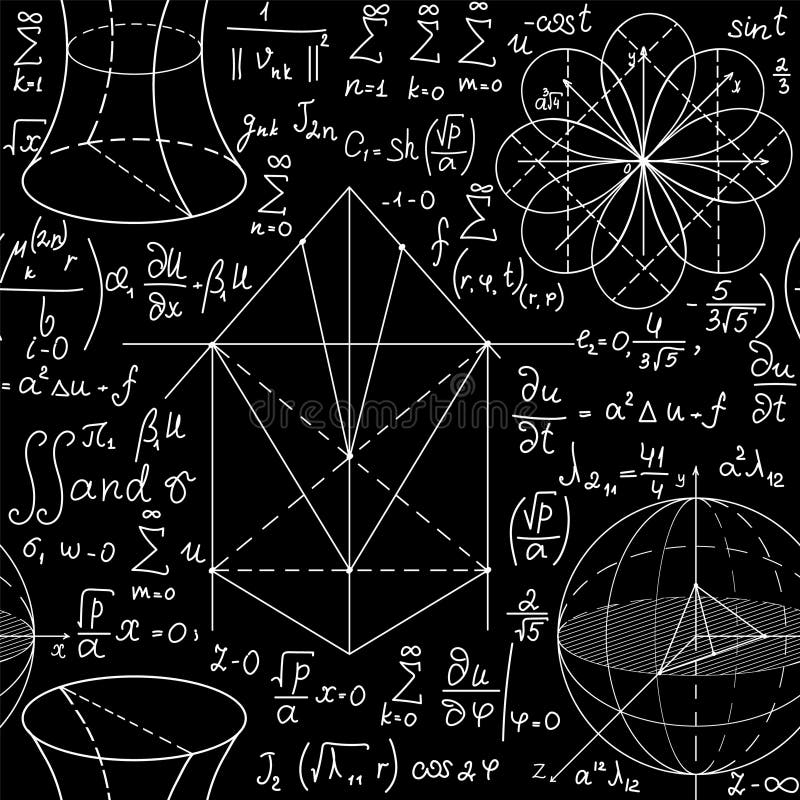 "Back To School" Math Vector Seamless Pattern with Handwritten Equations, Formulas and ...