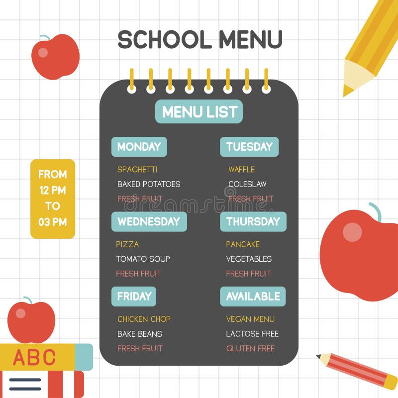 Back To School, School Menu Poster Template Stock Vector - Illustration ...