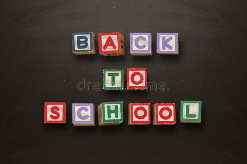Back To School Message in Blocks Stock Image - Image of pupil, green ...