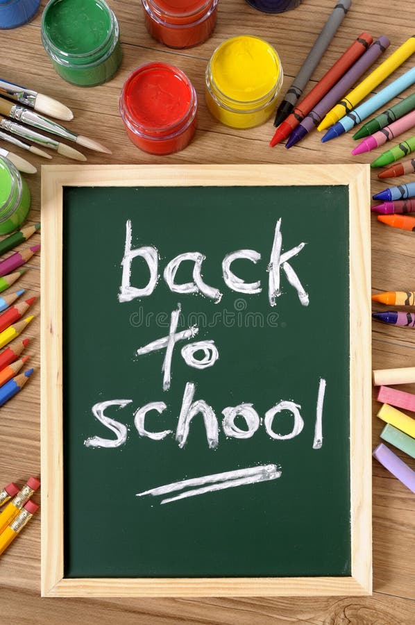 Back To School Message Written in Chalk on Chalkboard, Vertical Stock ...