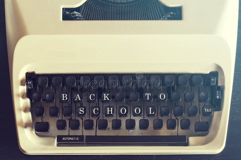 Back to school message stock photo. Image of words, machine - 76838430