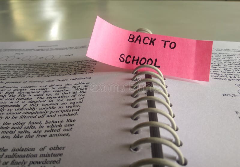Back To School Note on Note Book Stock Image - Image of school, hand ...