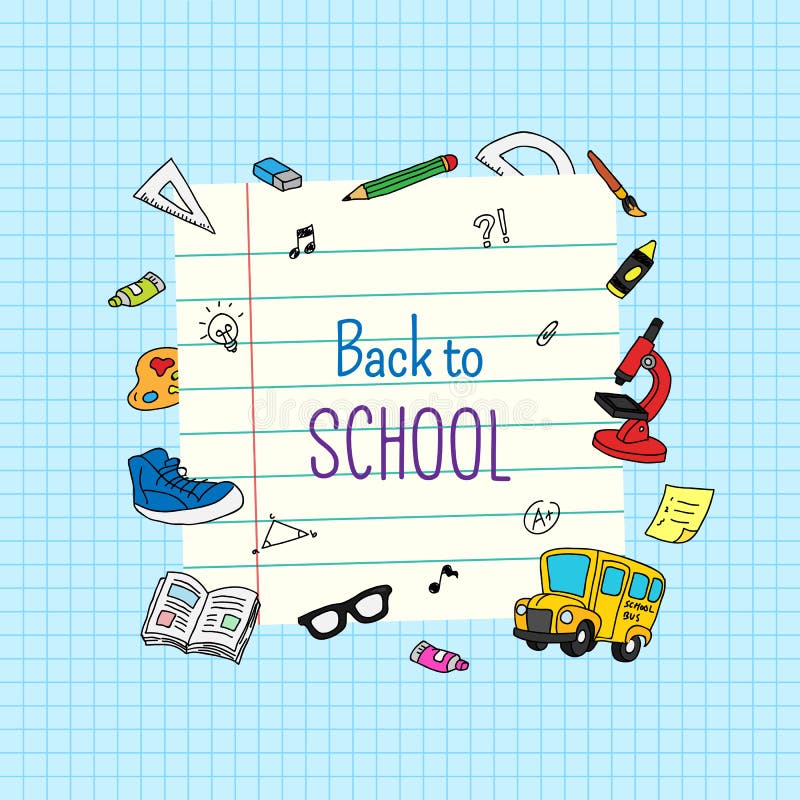 Back To School. Note Paper Template Design with Colored School Activity ...