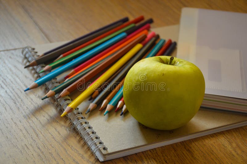 Back To School, Notebook and Pencils Stock Photo - Image of colored ...