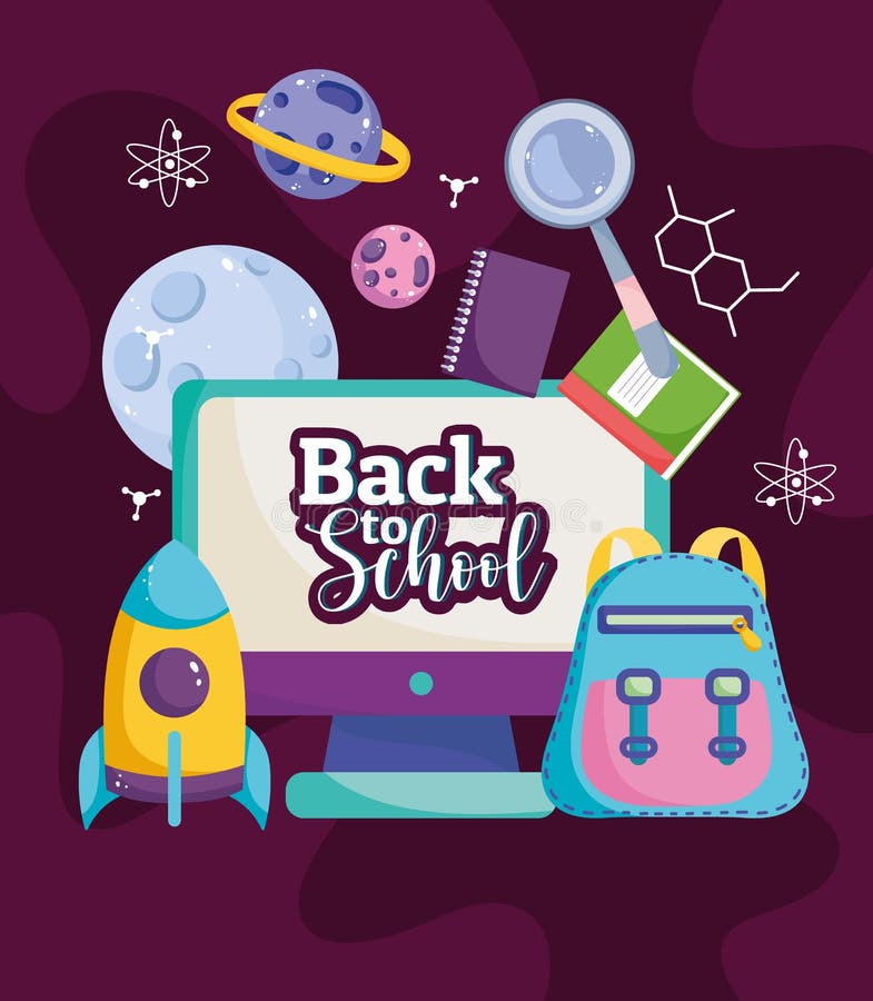 Back To School Online Lesson Class Backpack Science Stock Vector ...