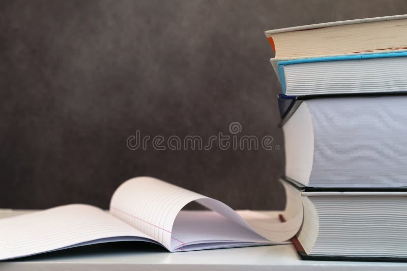 Back To School. Open Notebook about with Books Stock Image - Image of ...