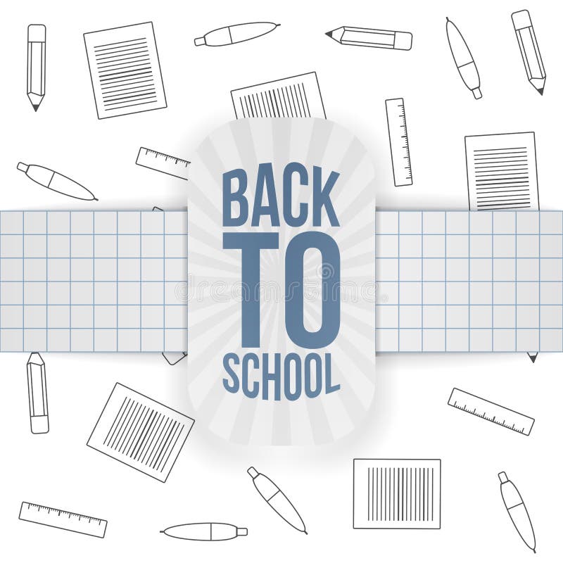 Back To School Paper Emblem with Ribbon Stock Vector - Illustration of ...