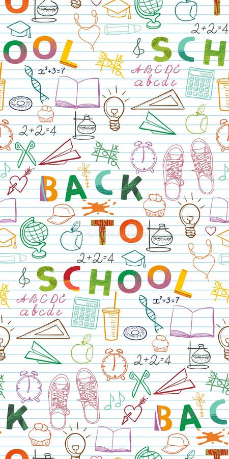 Education Icons Back To School Green Chalkboard Seamless Pattern Stock ...