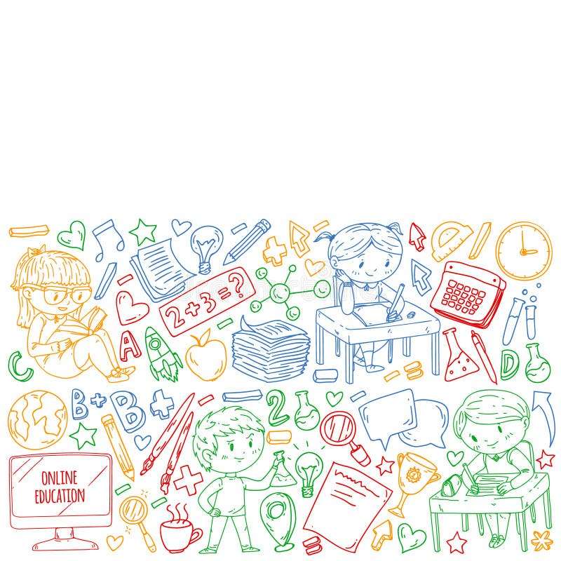 Back To School. Pattern with Books, Education Element and Little ...