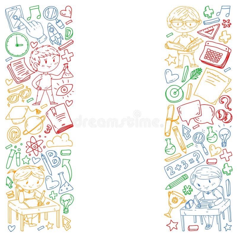 Back To School. Pattern with Books, Education Element and Little ...