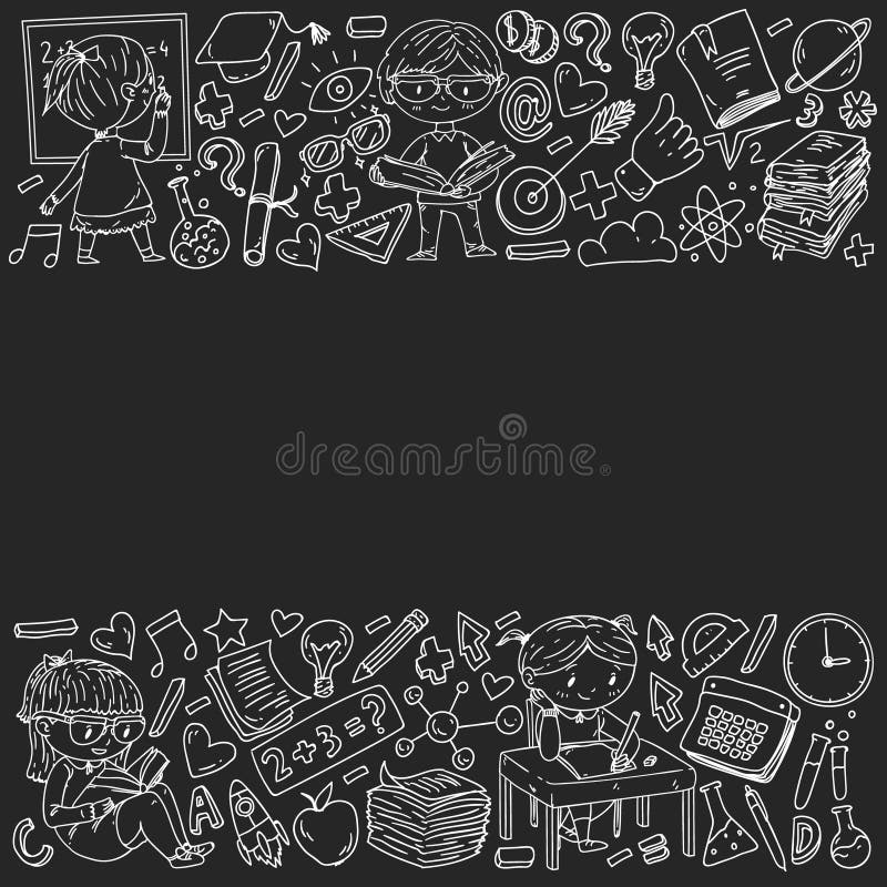 Back To School. Pattern with Books, Education Element and Little ...