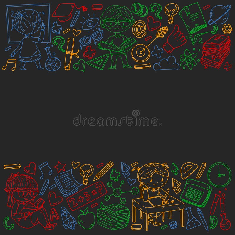 Back To School. Pattern with Books, Education Element and Little ...