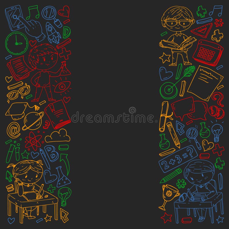 Back To School. Pattern with Books, Education Element and Little ...