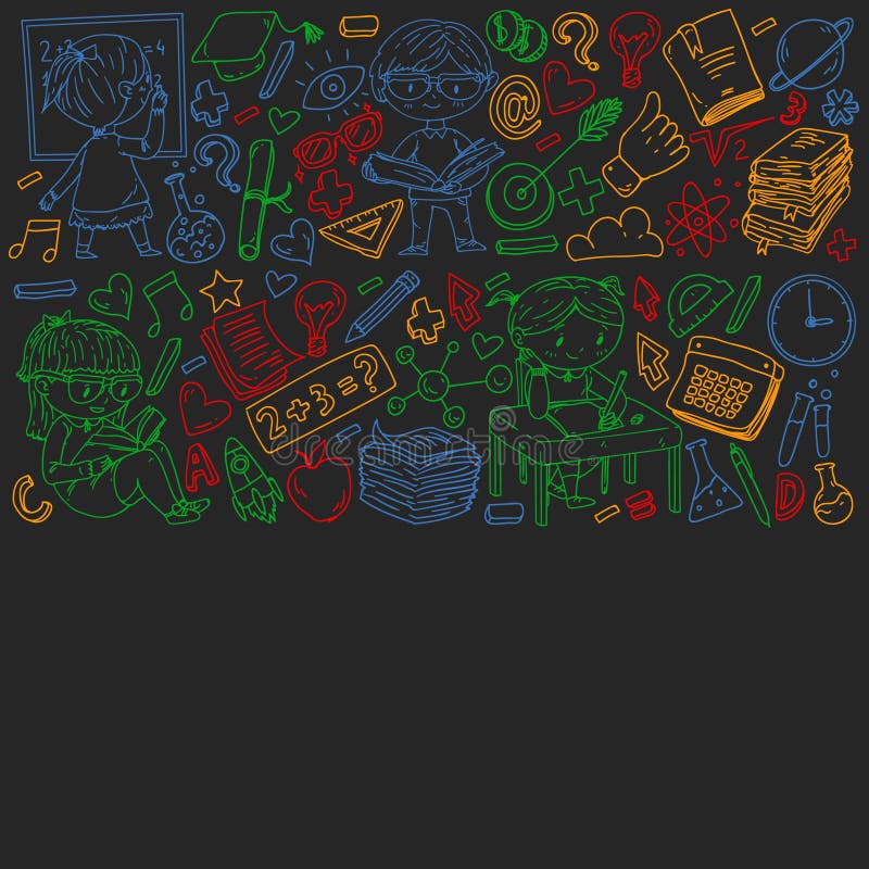 Back To School. Pattern with Books, Education Element and Little ...