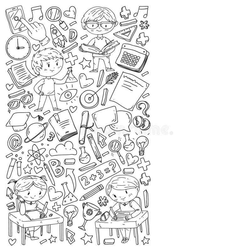 Back To School. Pattern with Books, Education Element and Little ...