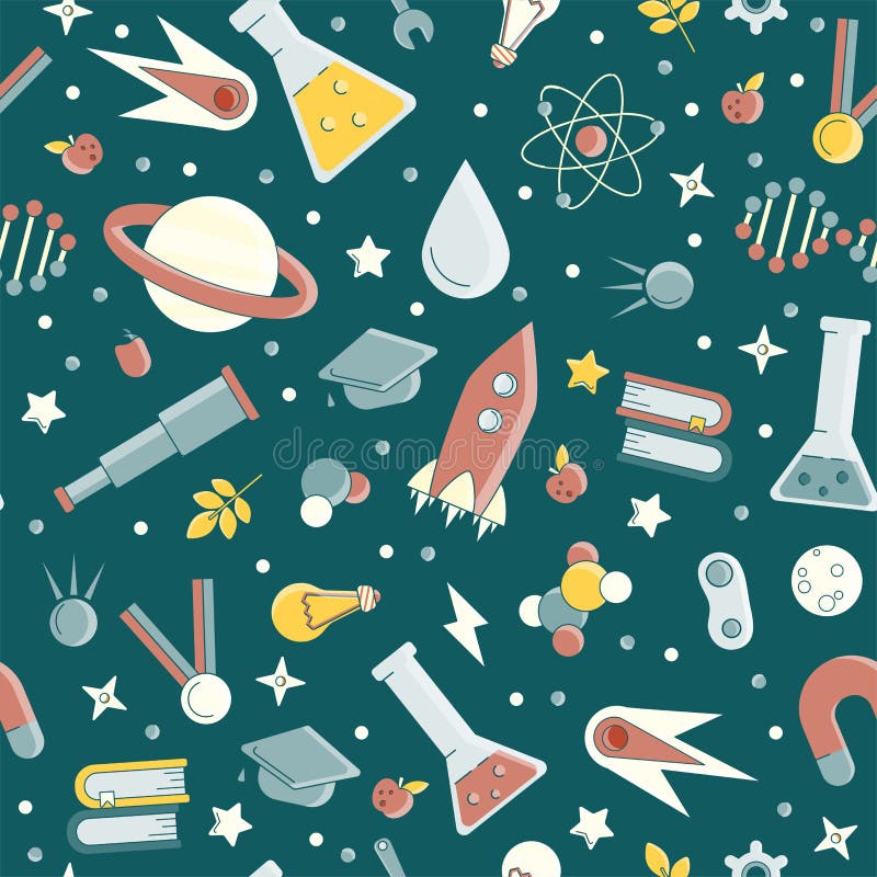 Back To School Pattern. Science Flat Seamless Pattern with Scientific ...