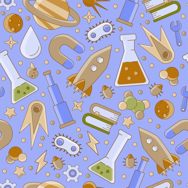 Back To School Pattern. Science Flat Seamless Pattern with Scientific ...