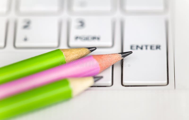 Back To School, Pencils on a Laptop Keyboard Stock Photo - Image of ...