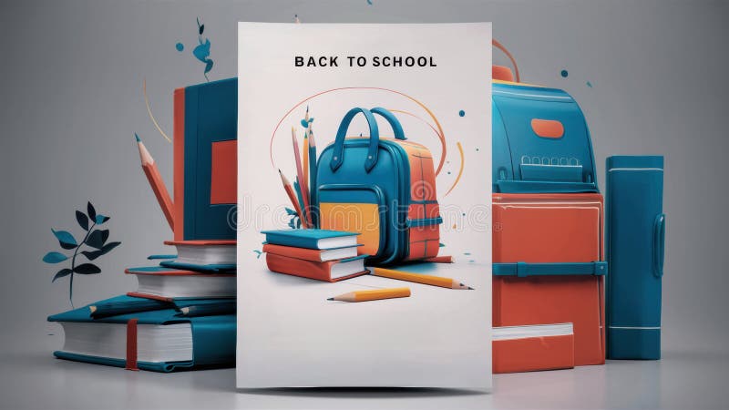 A Back To School Poster with a Backpack and Pencils, AI Stock Image ...